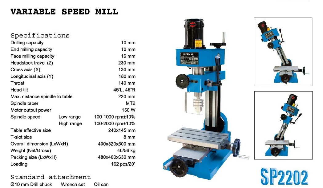 Mini Metal Milling Machine SP2202 - High-Accuracy CNC