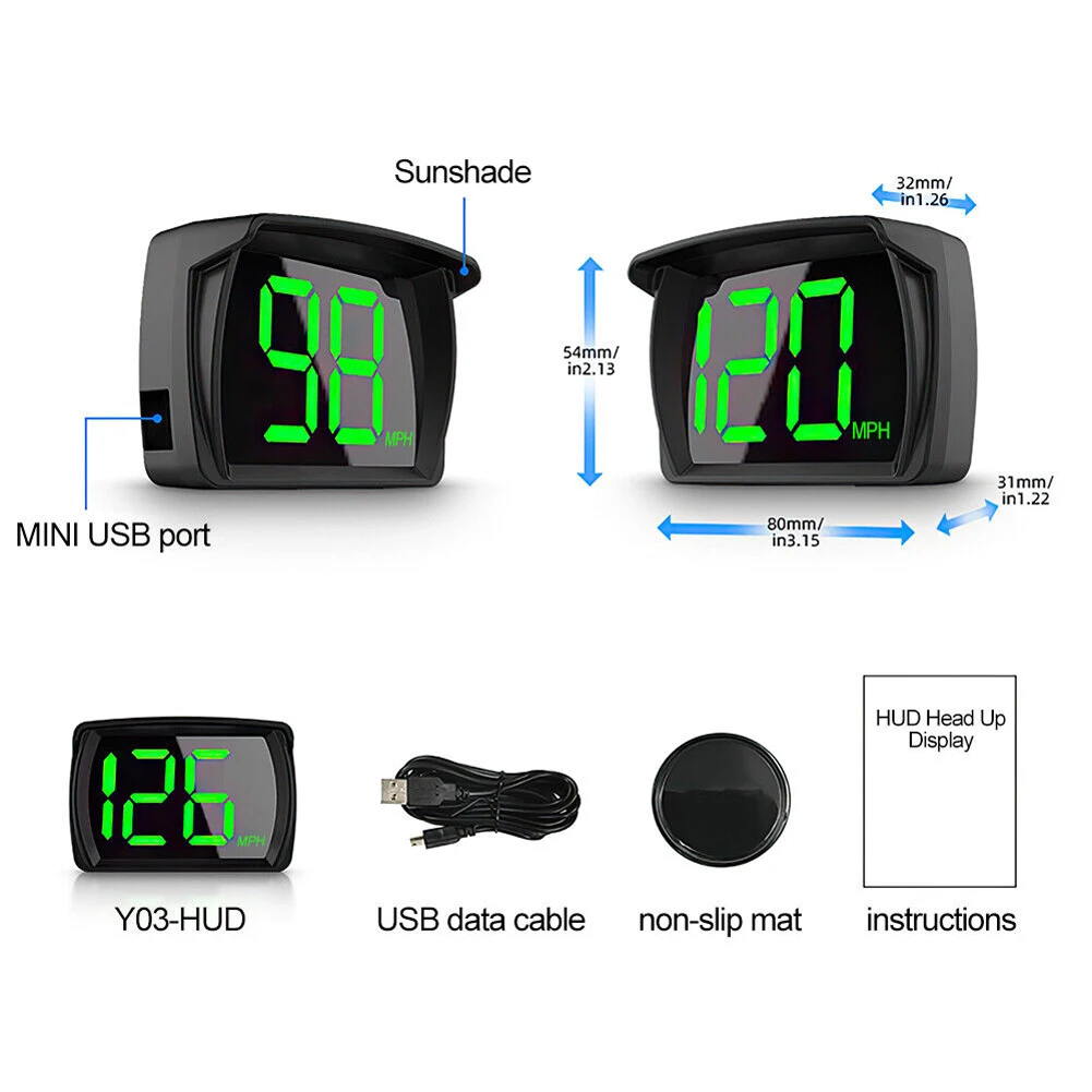Auto Smart Speedometer GPS Speed Detector Plug-and-Play Digital Head-Up ...