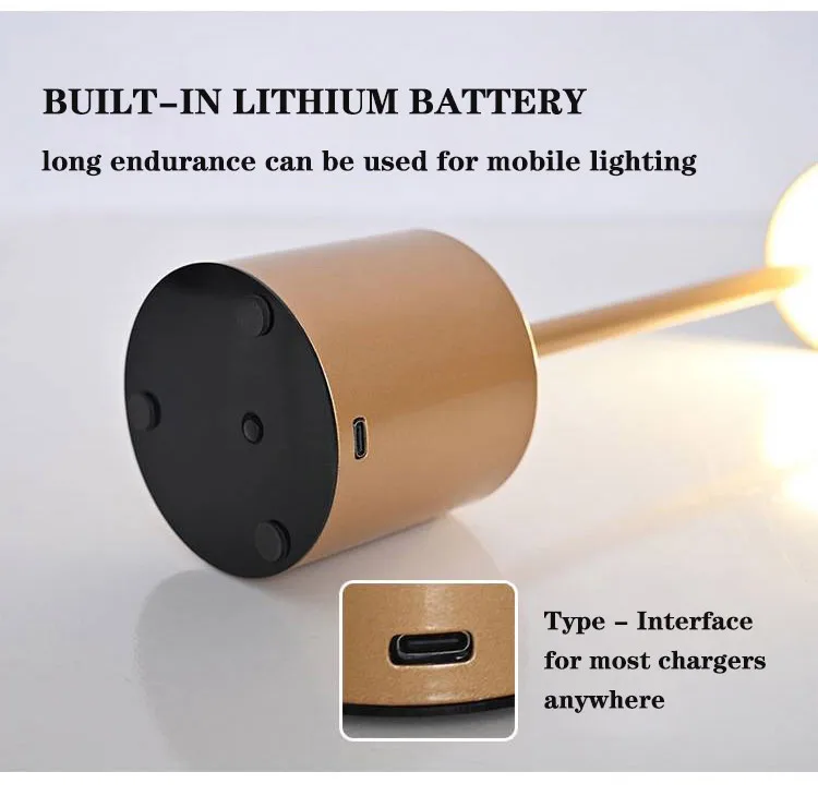 Aluminum Gold Silver Rose Gold Black Wireless Restaurant Cordless Led ...