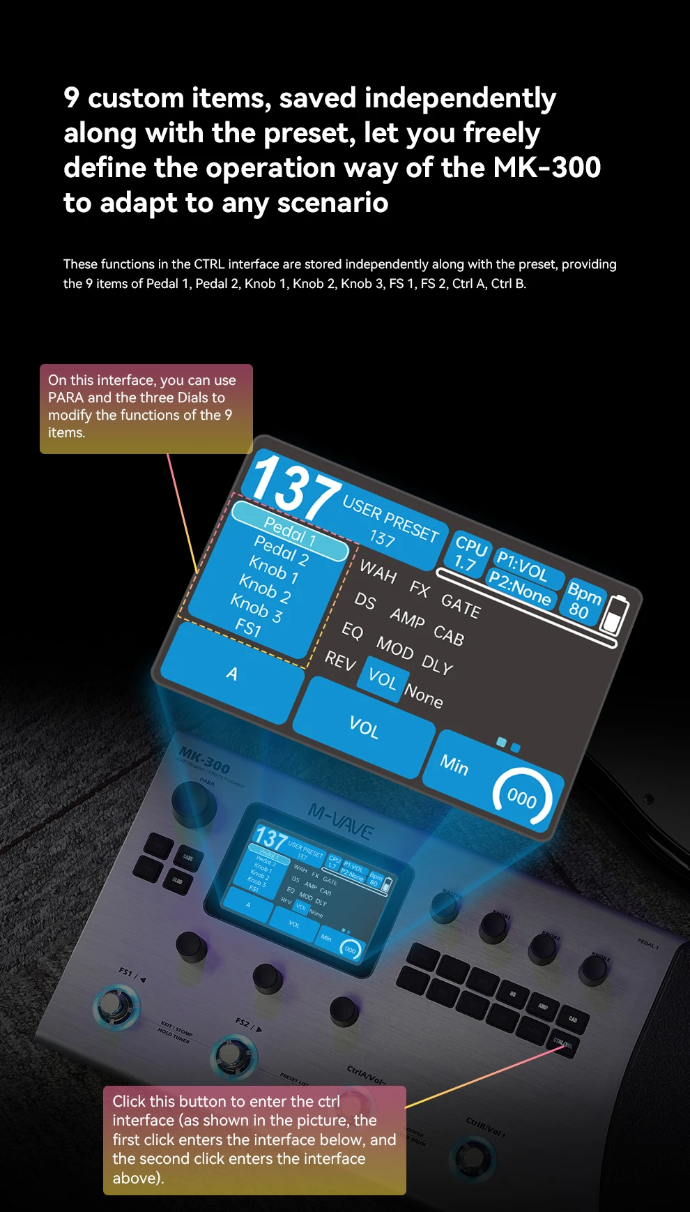 M-vave MK-300 Multi Effects - Authentic Tube Amp Tones