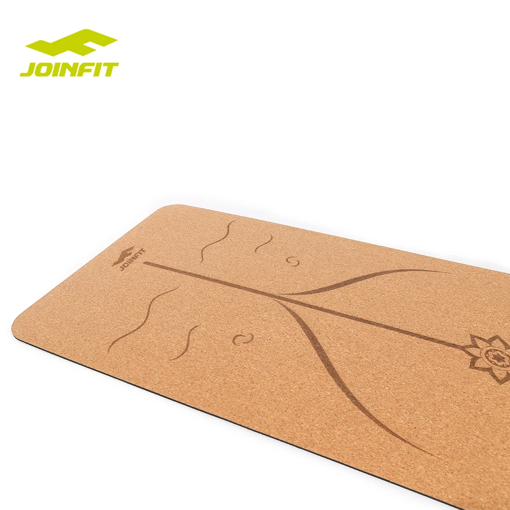 Joinfit Body Alignment Lines Natural Rubber Cork Yoga Mat| Alibaba.com
