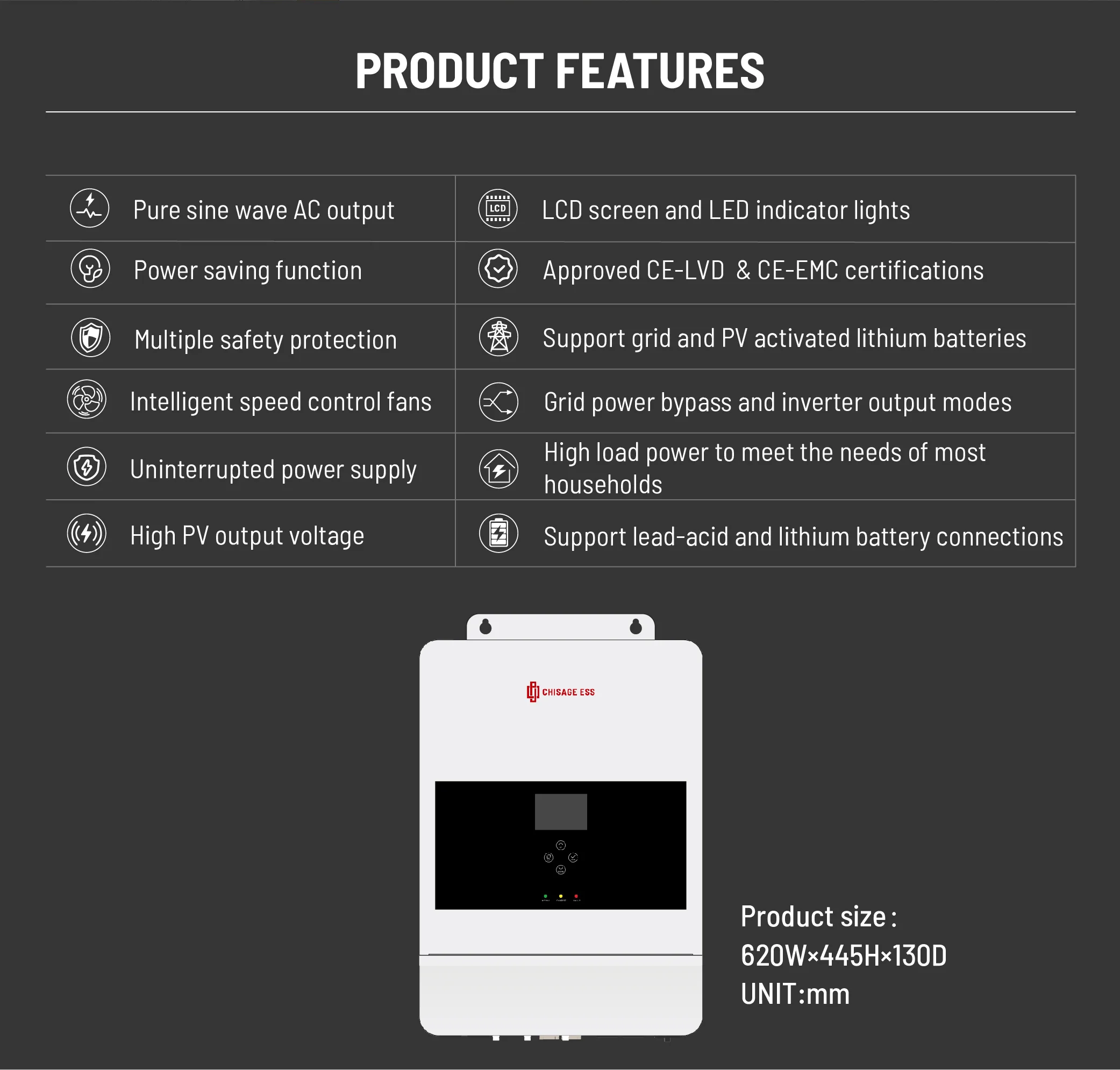 Chisage ESS 8000w Single Phase off Grid Storage Solar Inverter