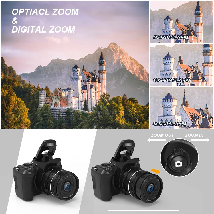 DSLR Digital Camera 64MP 4K 3 Inch IPS Screen 10X Optical
