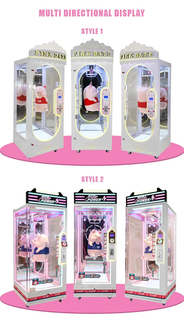 Coin Operated Makinas Pink Date Scissors Cut Prize Gift Machine