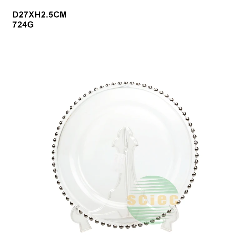 Wholesale 13 Inch Round Glass Gold Silver Beaded Charger Plate For ...