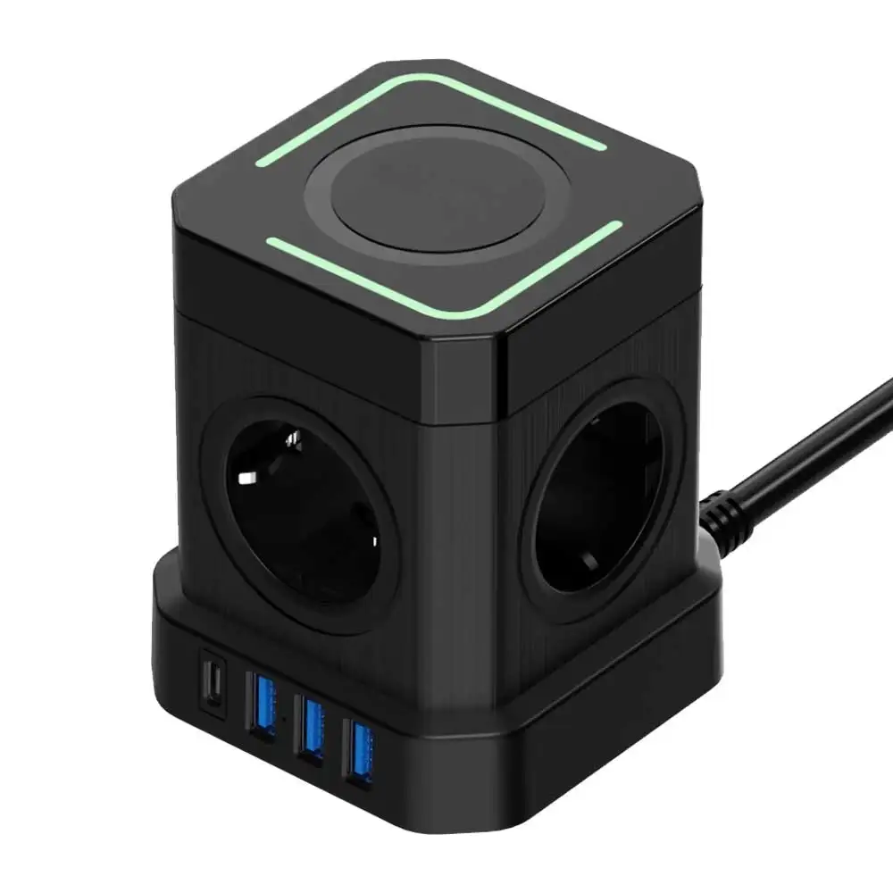 Oswell Pd20w Popular Small Size Europe Cube Socket 4 Ac Outlets Power ...