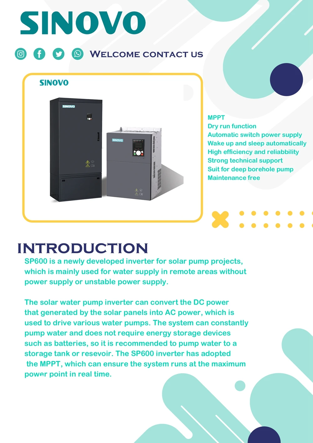 SINOVO SP600 Series - Efficient Solar Inverter Pump Controller