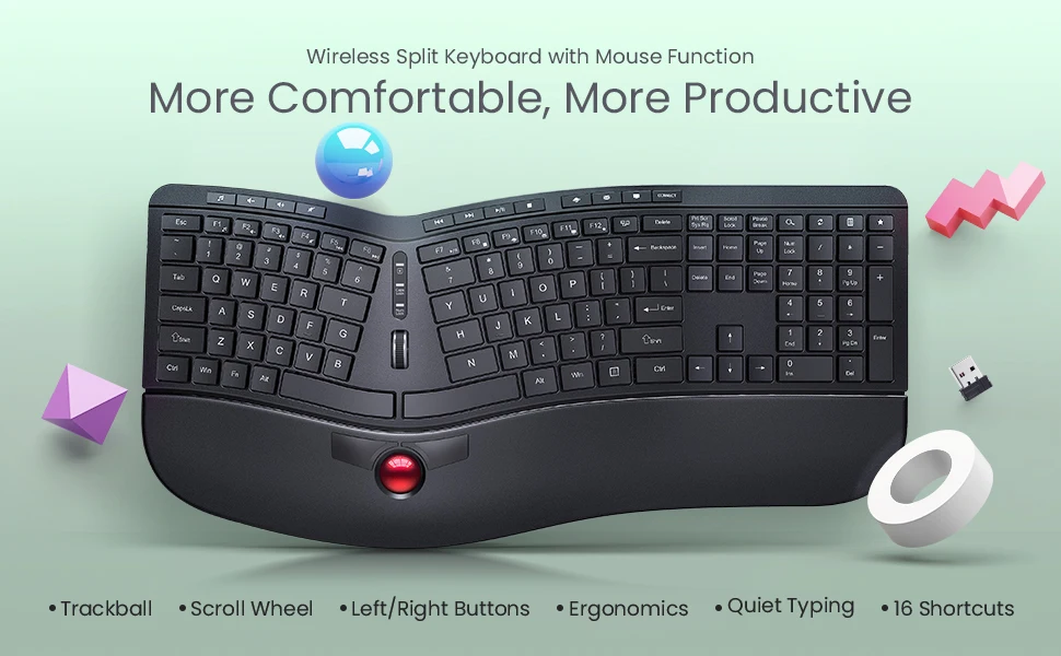 Wireless Ergonomic Keyboard Trackball Keyboard And Trackball Mouse ...