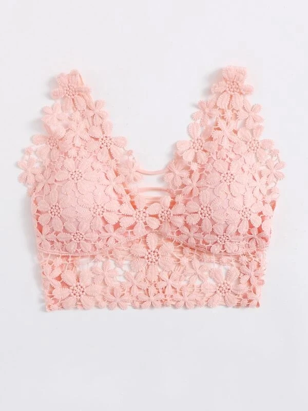 Water Soluble Flower Lace Bra Beautiful Back Wrap Chest No Underwire ...