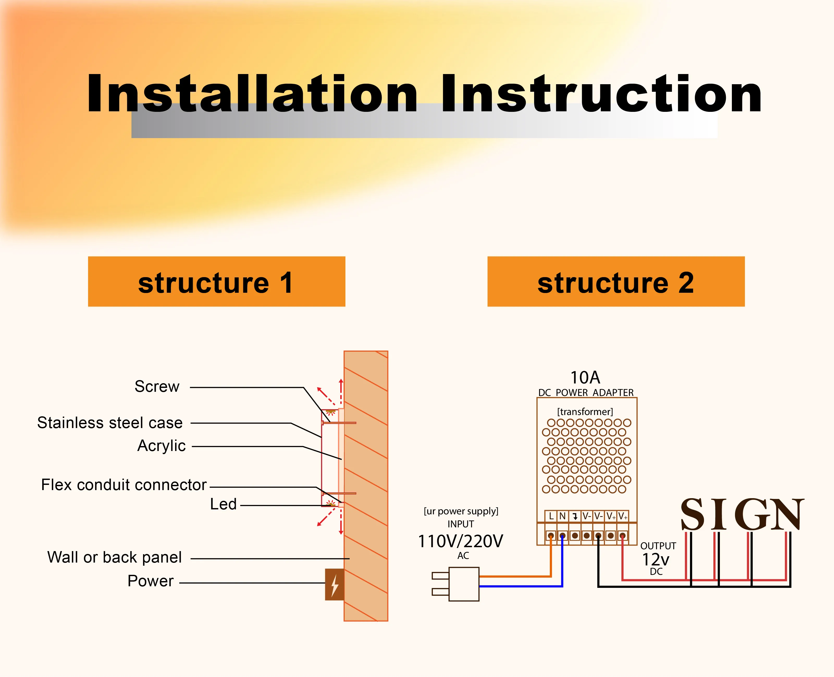 3D Backlit Signage Detail Drawing - Custom Outdoor LED Signs