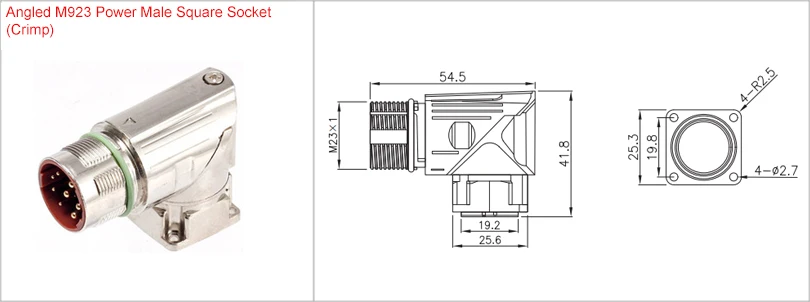 IP67 Connector M23 6pin Female Square Socket M623 Signal