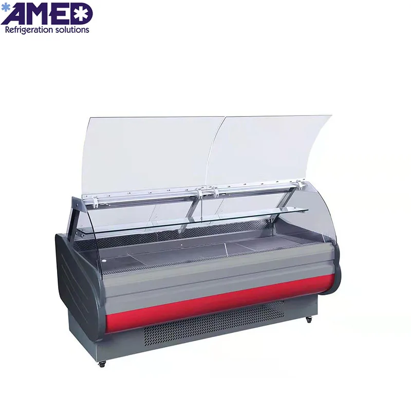 Amed Front Open Glass Door Butcher Display Cooler Meat And Deli Display ...