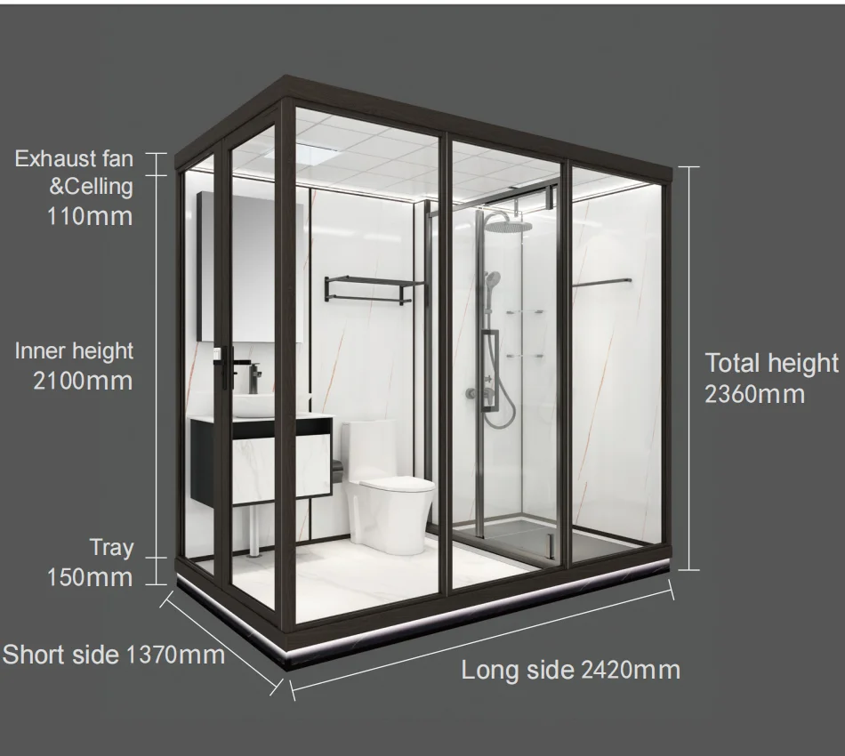 Whole Shower Room Integrated Bathroom Pod Prefabricated Bathroom Pod ...