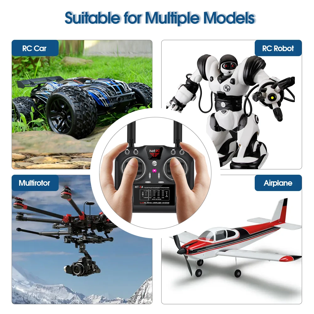 Hotrc HT-8A 2.4G 8CH RC Transmitter & Receiver for FPV Drones