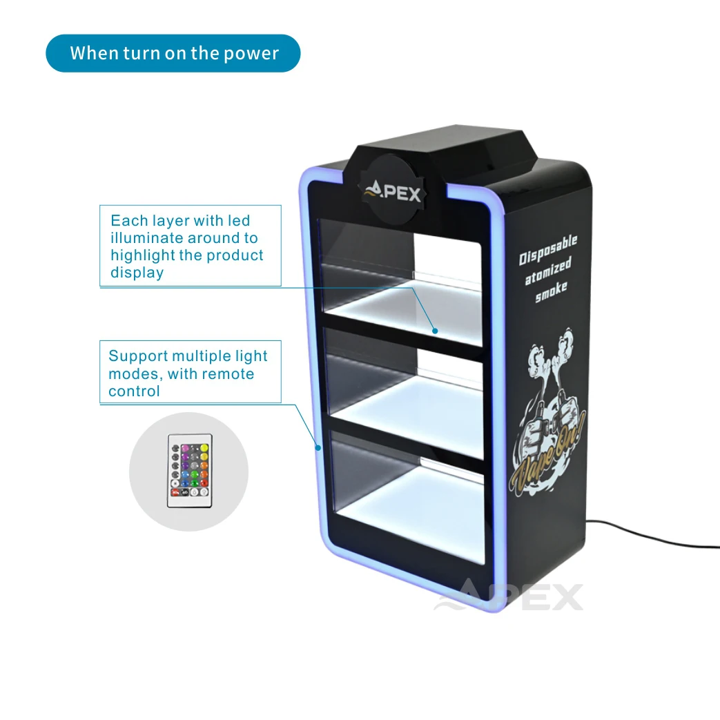 Apex Led Illuminated Display Case Acrylic Countertop Display Rack Smoke ...