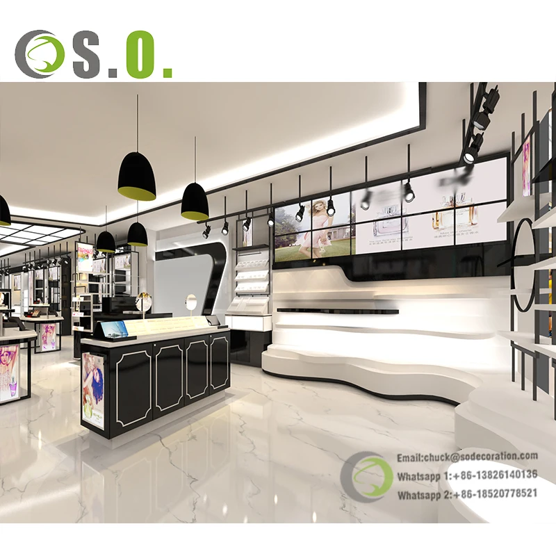 Shop Counter Design For Cosmetic And Cosmetic Wall Showcase Cosmetic ...