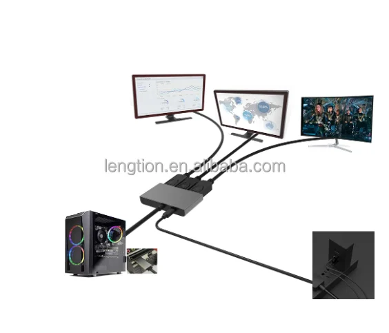 Displayport Mst Hub 144hz Displayport Hub Multiple Monitors Splitter 1x3 Displayport Multi ...