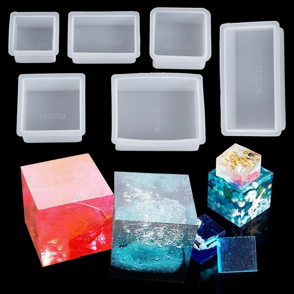 Transparent Square Cube Silicone Mould Crystal Uv Epoxy Resin Molds Diy ...