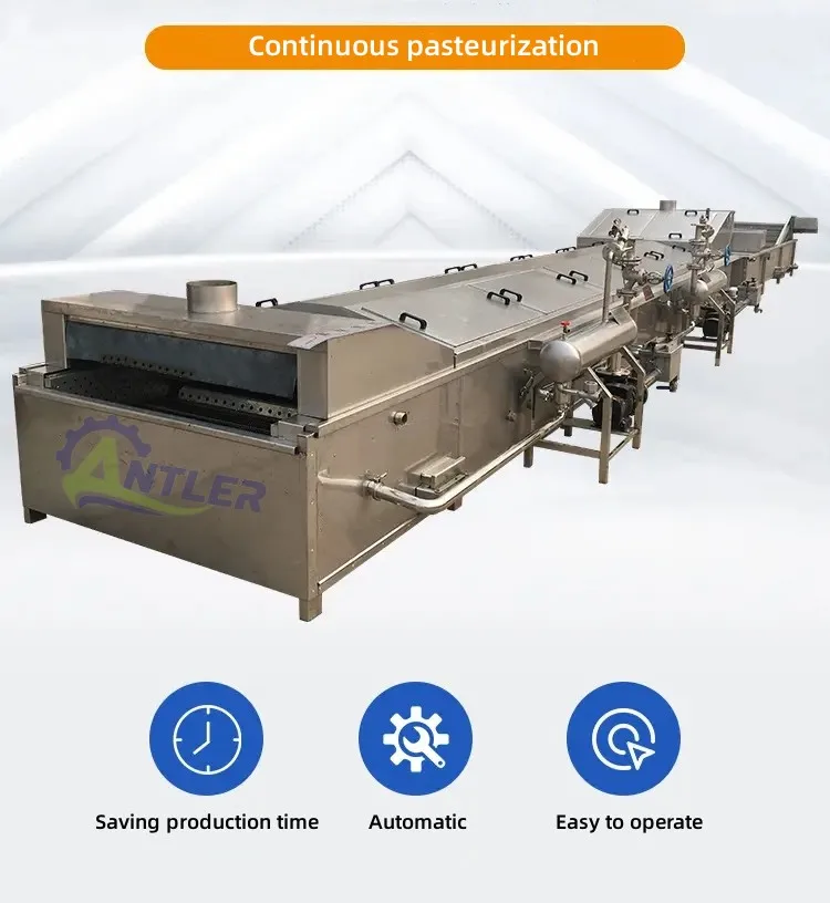 Continuous Spray Water Immersion Type Pasteurizer With Cooling Tunnel ...