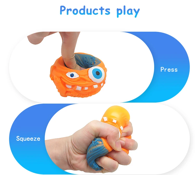 New Funny Fidget Toy Monster Head Shape Halloween TPR Sensory Anti ...