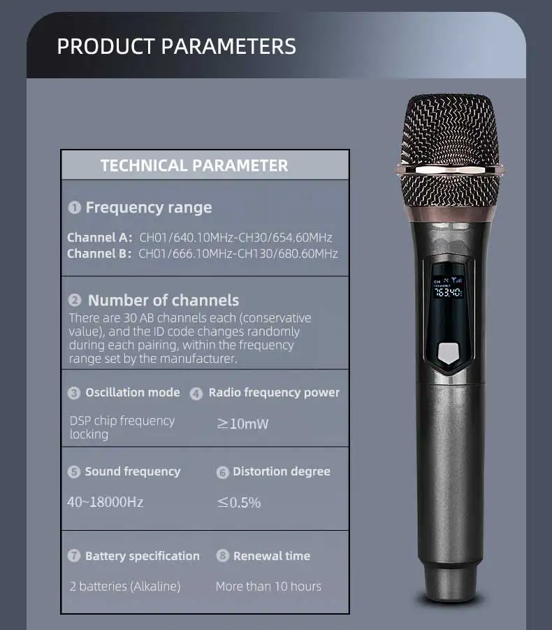 108 Professional Karaoke Wireless Microphone with CE Certificate