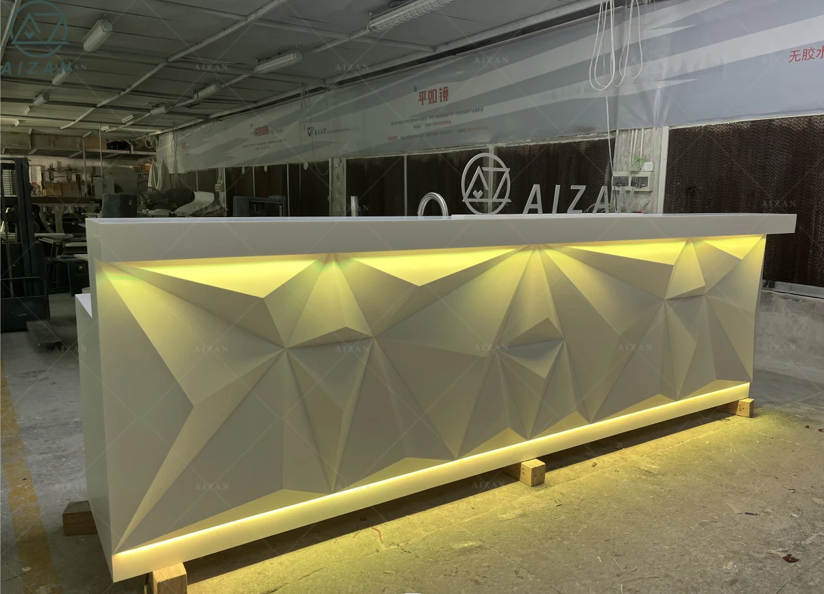 Solid Surface Bar Counter Top Luxury White Nightclub Bar Counter ...