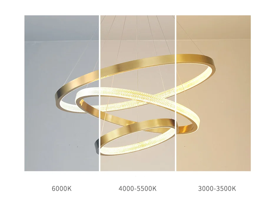 3 Ring Led Pendant Light for Living Room Bedroom 3000K 4000K 6000K ...