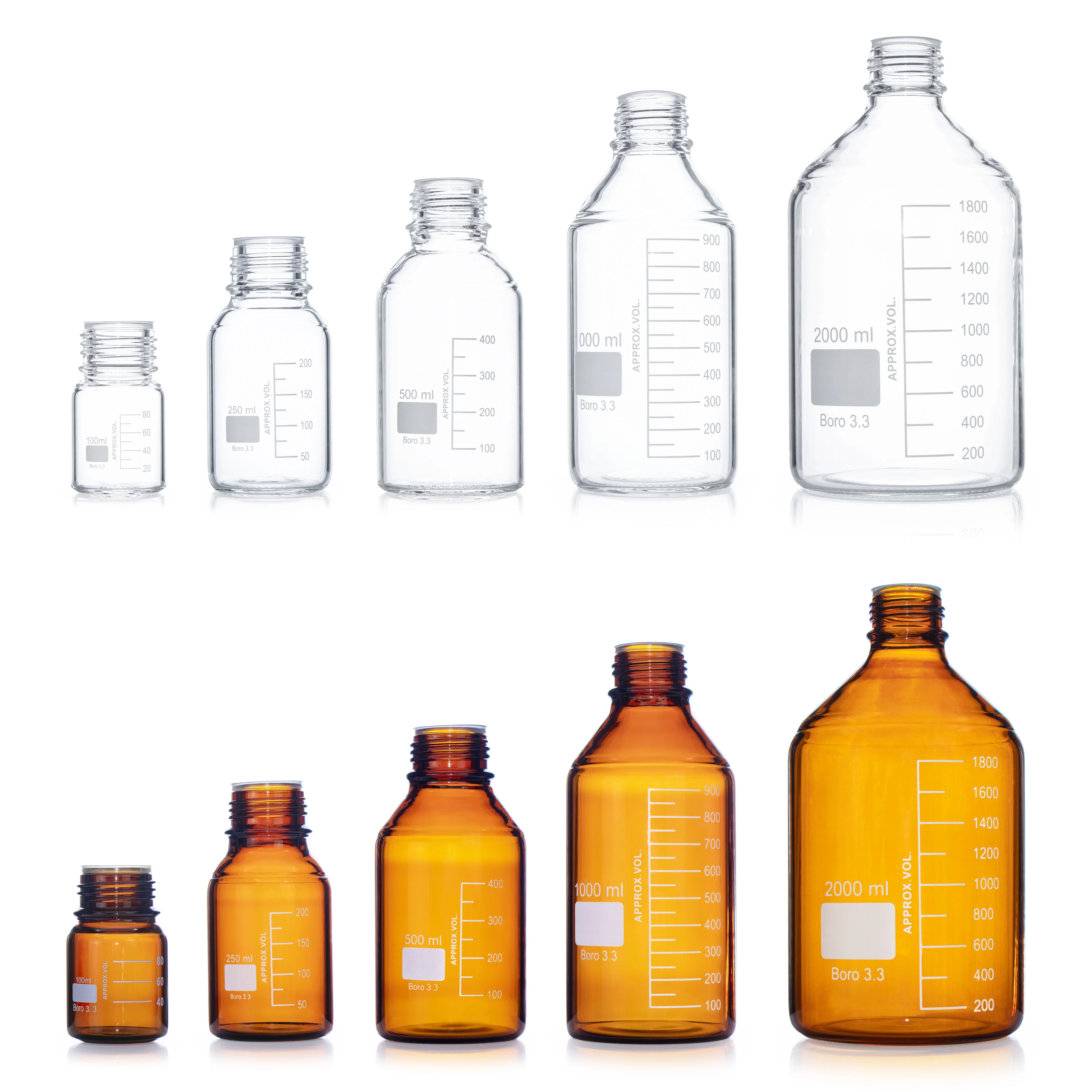 Mobile Phase Solvent Bottle GL45 - High Borosilicate Glass