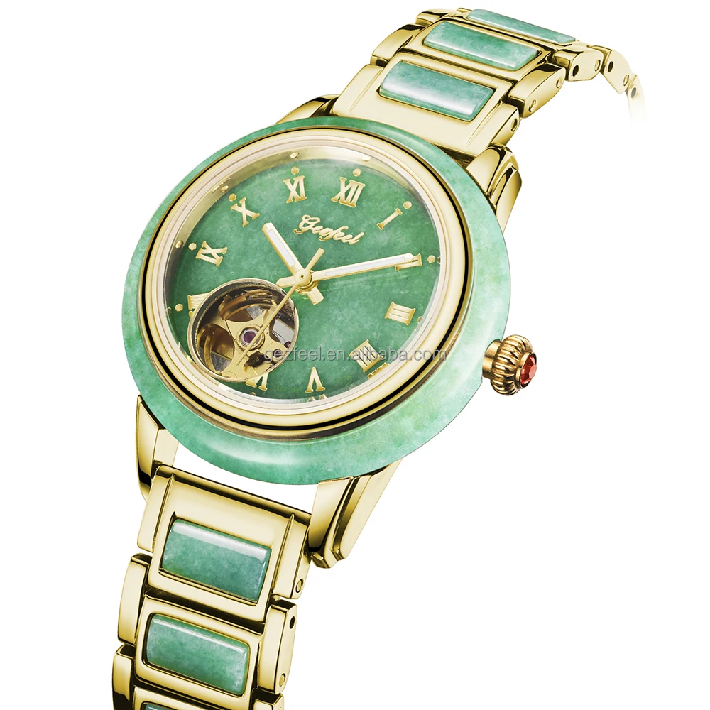 Low Moq Luxury Stainless Steel Mechanical Reloj Jade Watches For ...