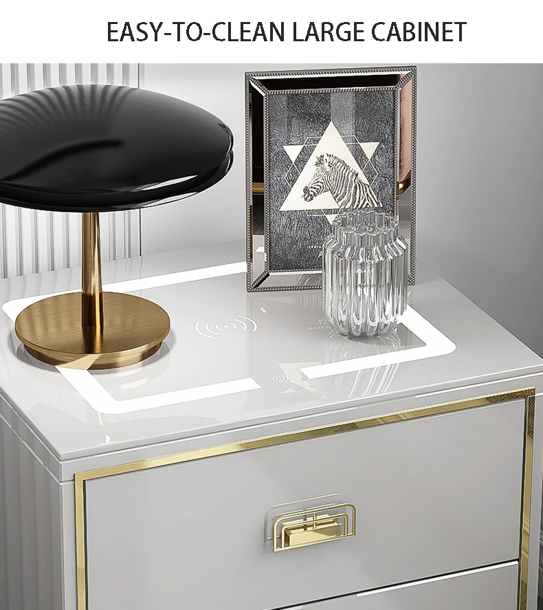 Modern Smart Small Bedside Table With Wireless Charger Bedroom Bedside ...