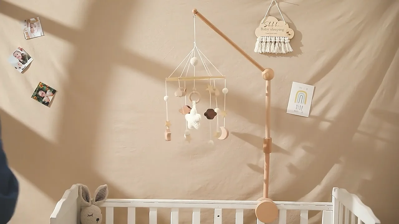 Neutral Stars Clouds Moon Musical Felt Soft Toy Hand-crocheted Nursery ...