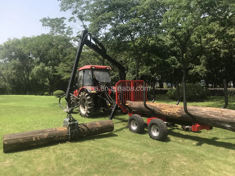 Small Tractor Forestry Trailer with Log Crane for Sale - 6 Ton Capacity ...