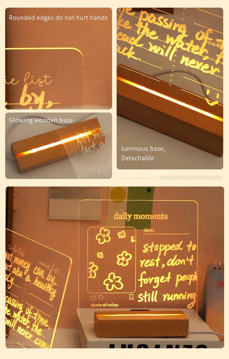 New Desktop Note Board Creative Led Night Light Usb Message Board For ...