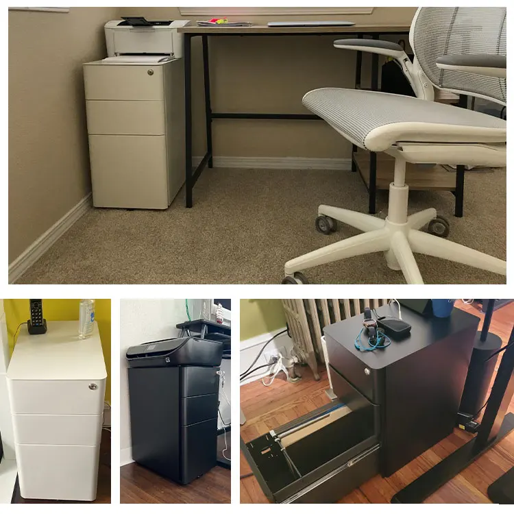 Slim Modern Office Employee Small Vertical Movable Steel 3 Drawer ...