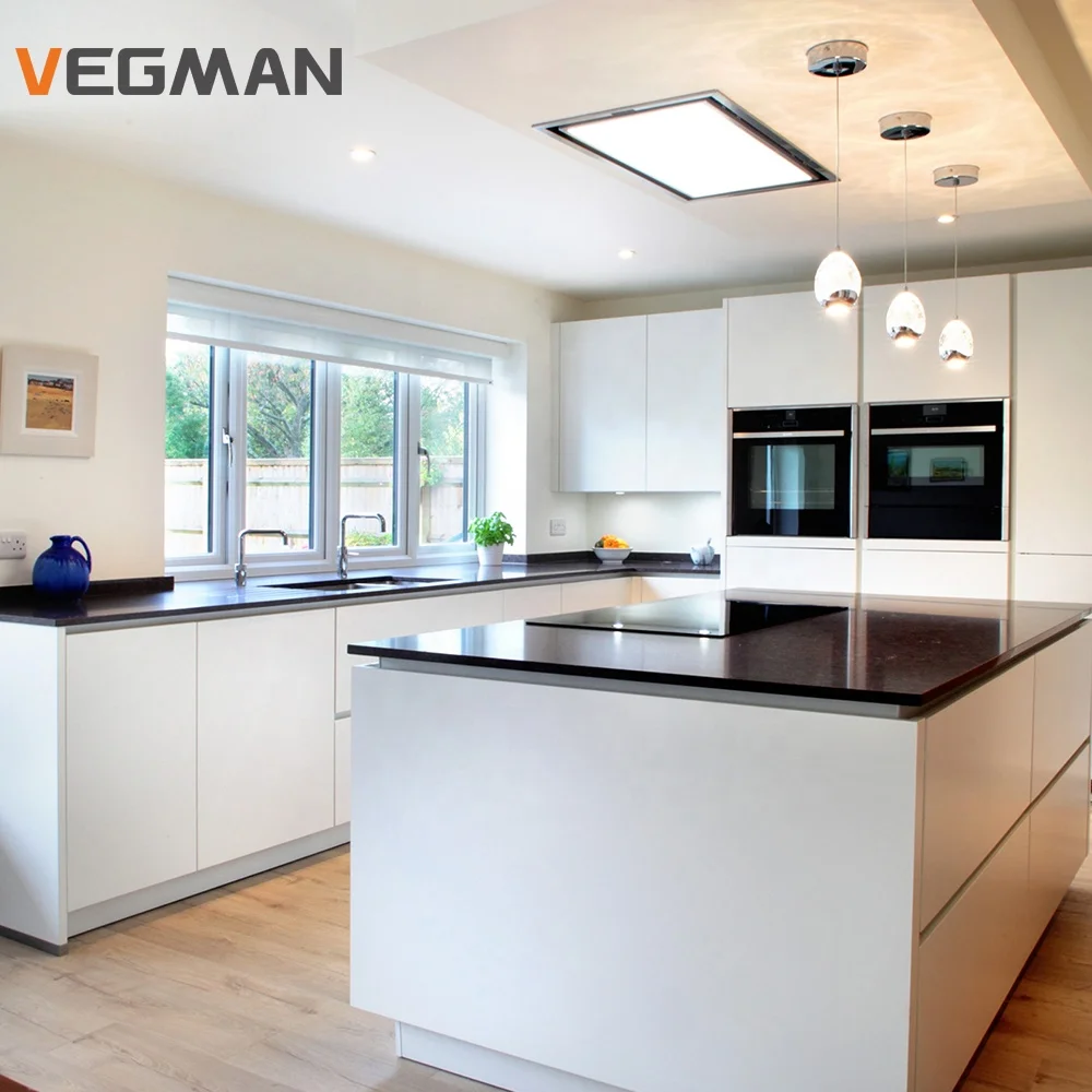 L Shape Villa Kitchen Cabinets Handless Modern Corner Kitchen Pantry ...