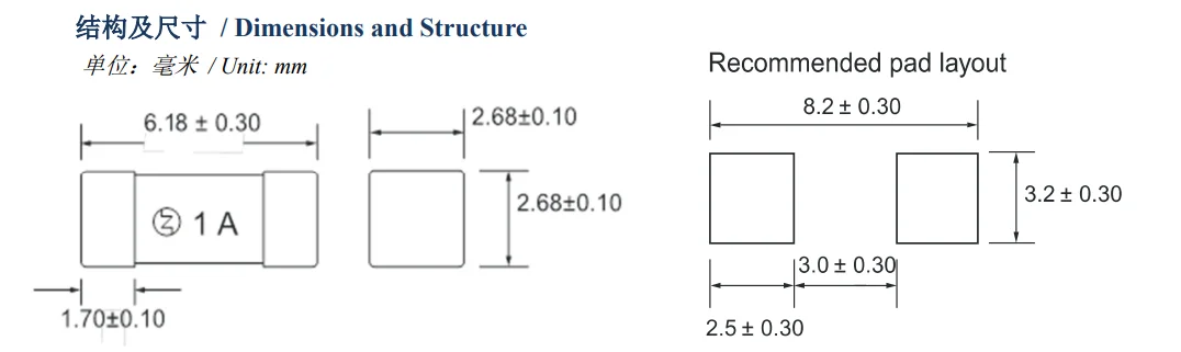 Slow Blow Micro Fuse 300V SMD Fuse 2410 6125 1808 Series 6.1x2.6x2.6mm ...