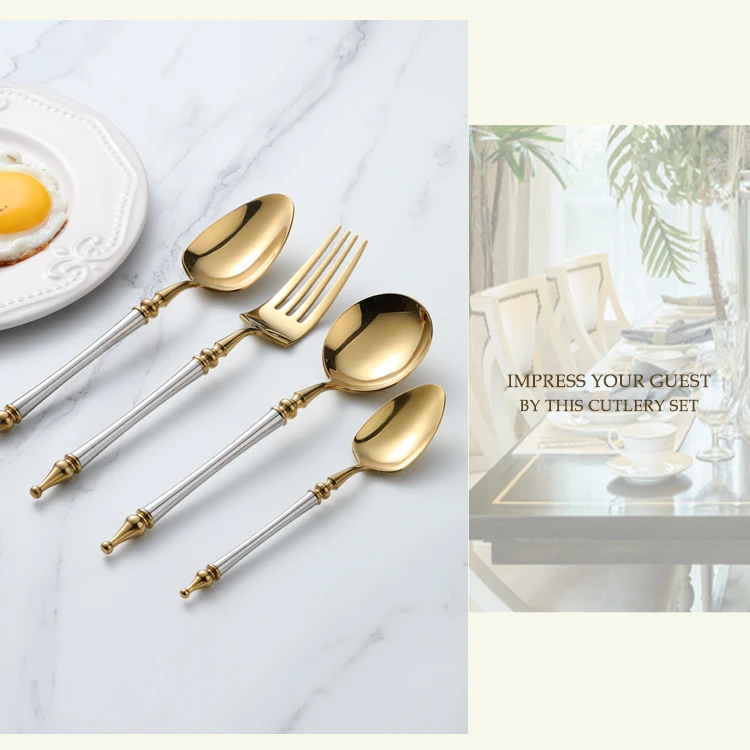 Luxury Gold Cutlery Set 18 10 Stainless Steel Custom Logo