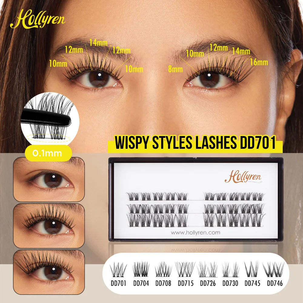 Hollyren Natural Bottom Wispy Diy Cluster Lashes Wholesale Private ...