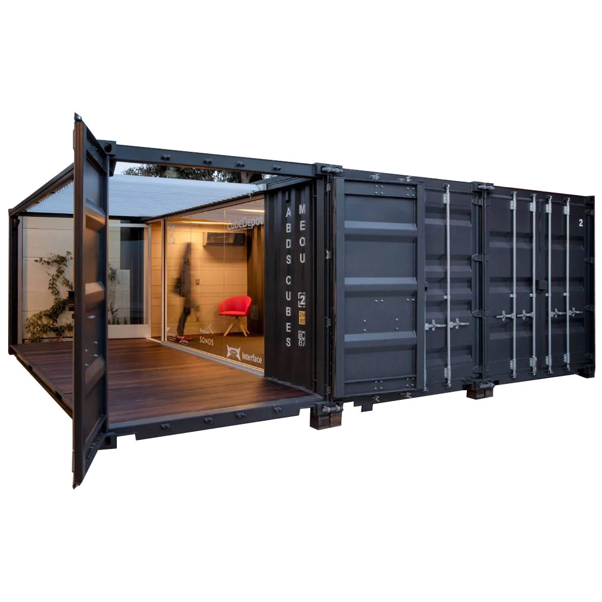 40ft Two Bedroom Container 40 Foot Glass Door Prefabricated Living ...