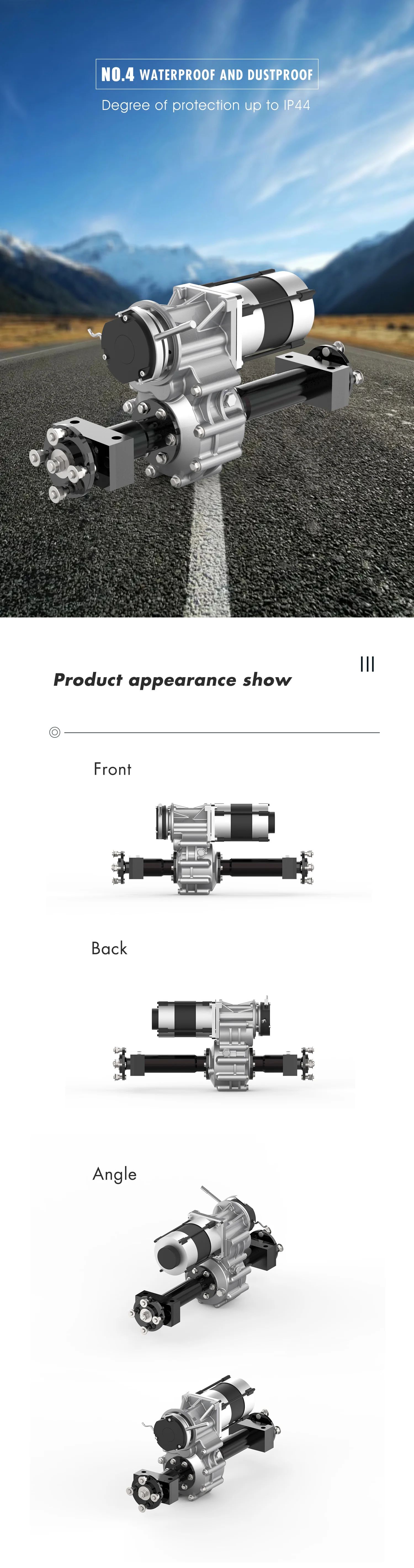 2200W to 7500W AC Motor Brushless Electric Transaxle for Heavy Load ...