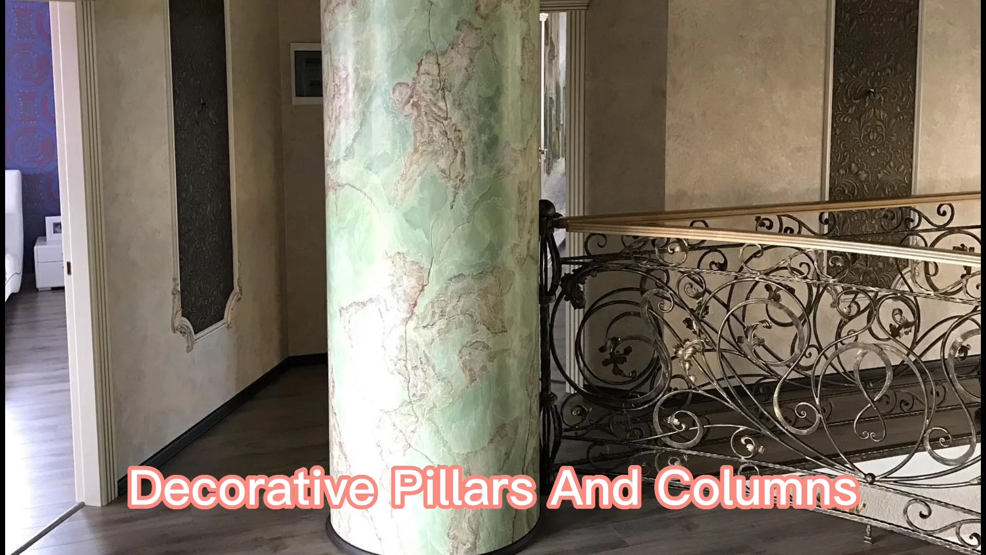 Modern Design Round Stone Marble Column Pillar For Outdoor Hotel Villa ...