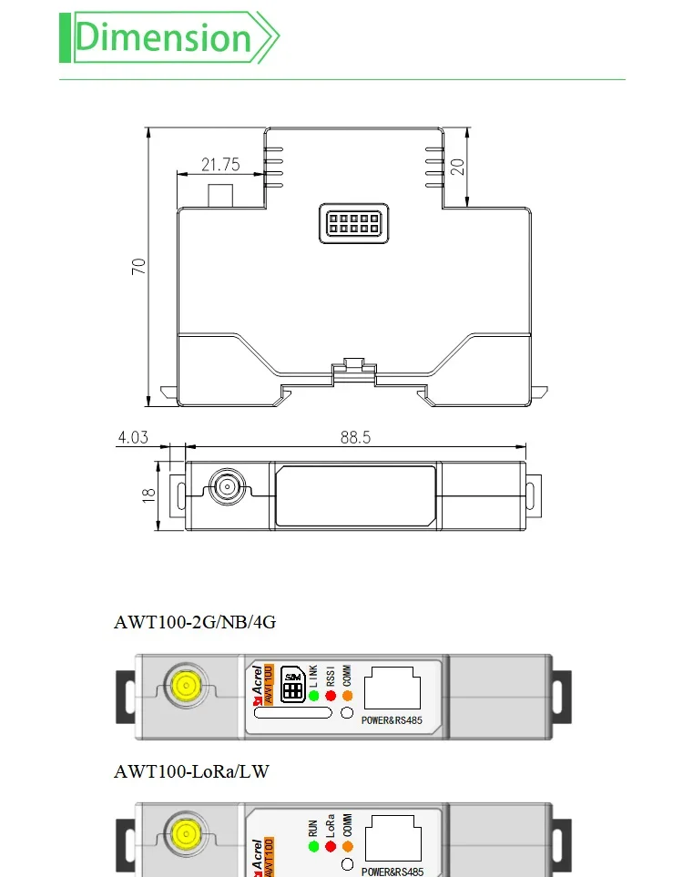AWT100 RS485 MQTT Protocol Wireless 4G Communication Terminal for IOT ...