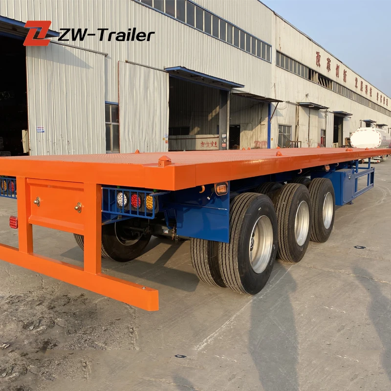 High Strength Steel 40ft Semi-Trailer Flatbed Design with 3 Axes Can ...