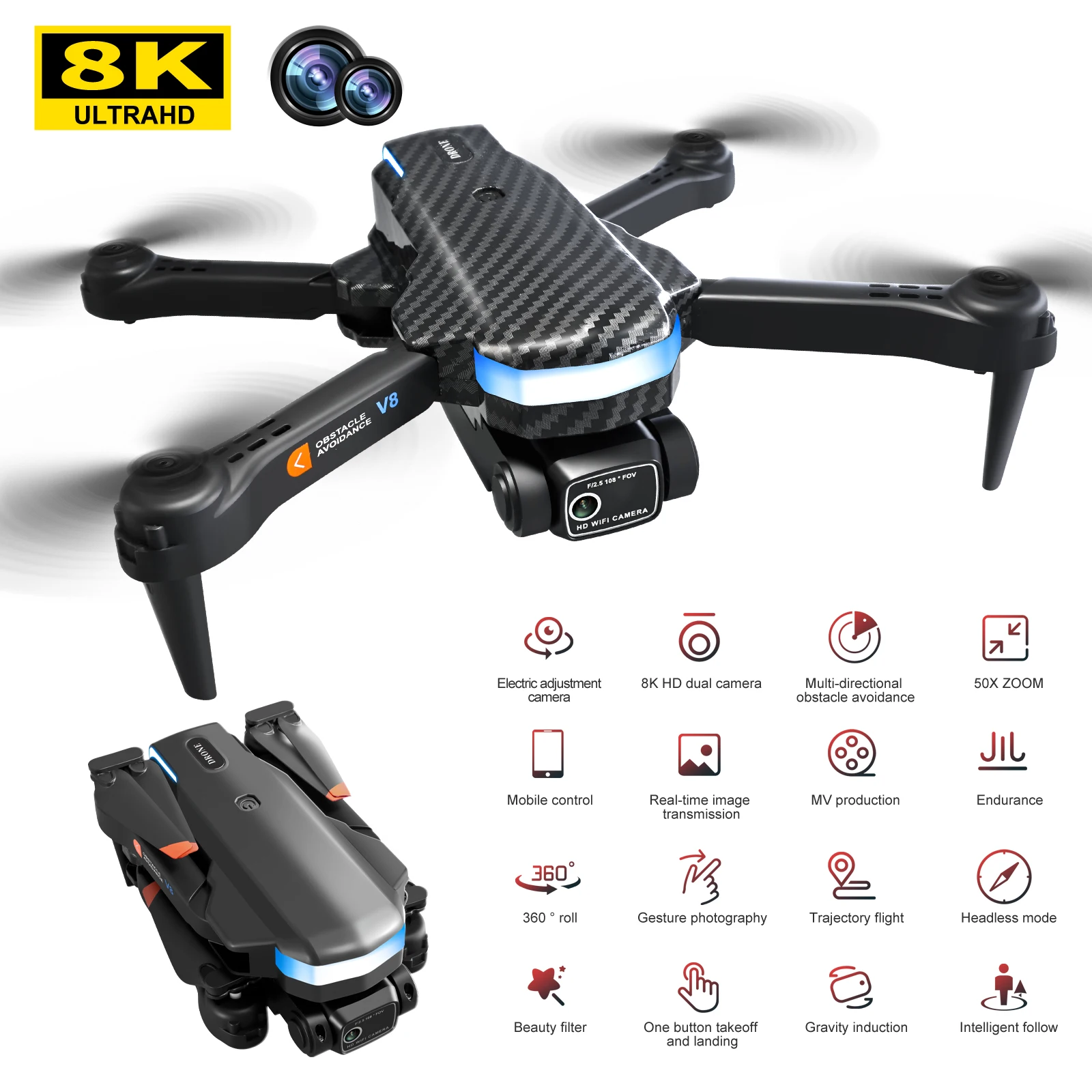V8 Drone - High Quality GPS Drone with 4K Dual Camera