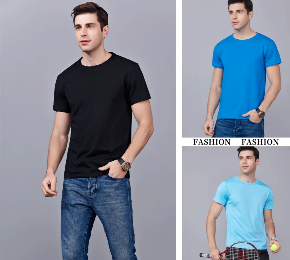 Plain Men's T Shirt Polyester Tee Quick Dry-fit Tshirts Logo Unisex Gym ...