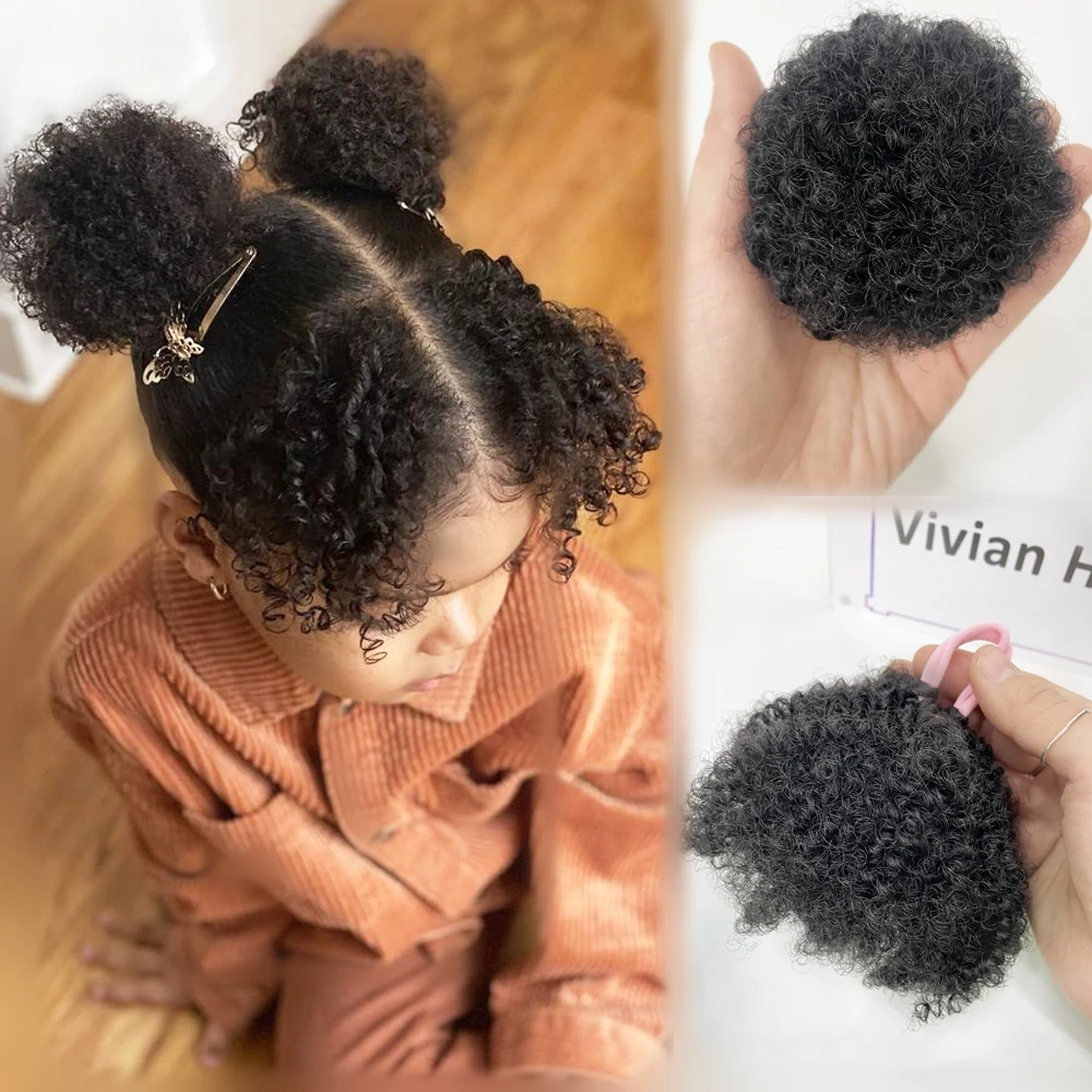 Soft Cute 4inch Afro Puff For Kids Elastic Band Marley Twist Ponytail ...