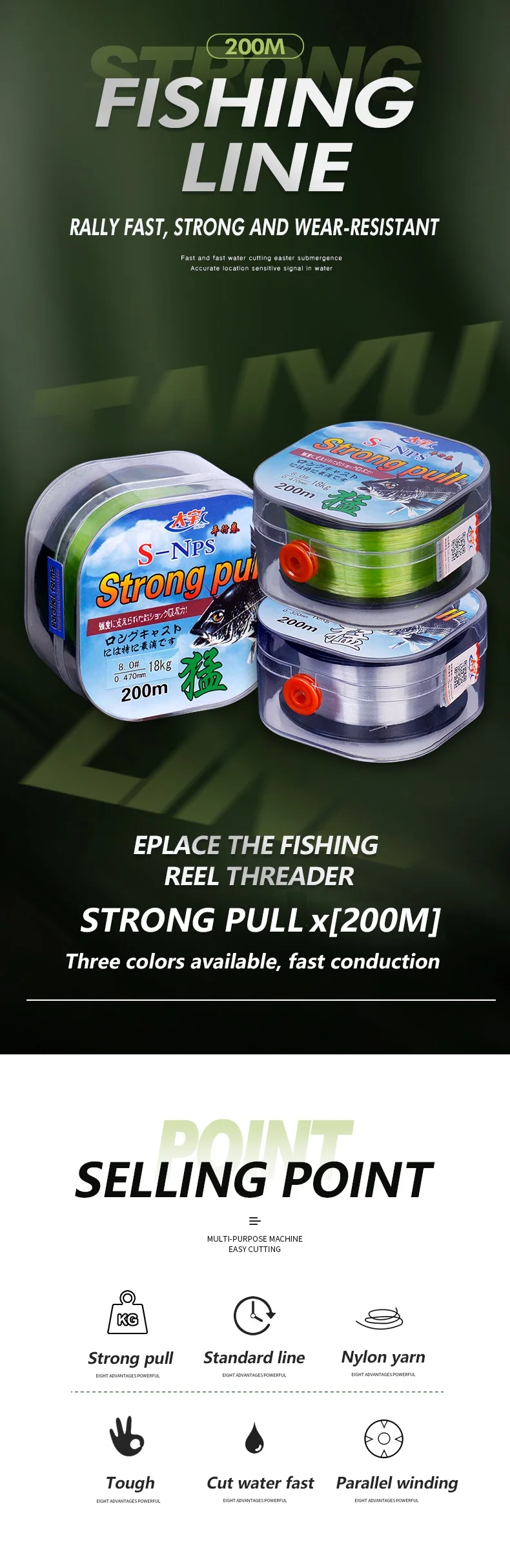 DN 200m Japan Original Nylon Fishing Line - Strong Monofilament