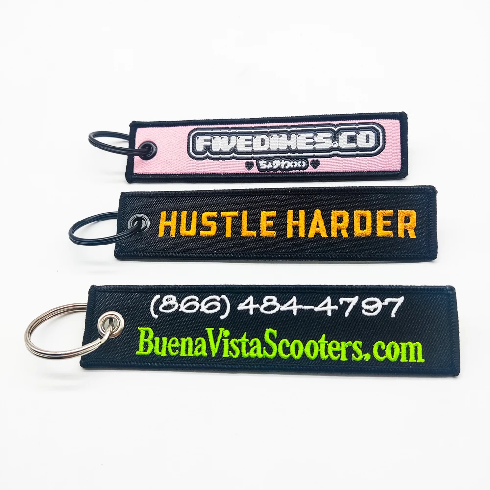Durable M Custom Embroidery Customized Double Sided Fabric Flight Key ...