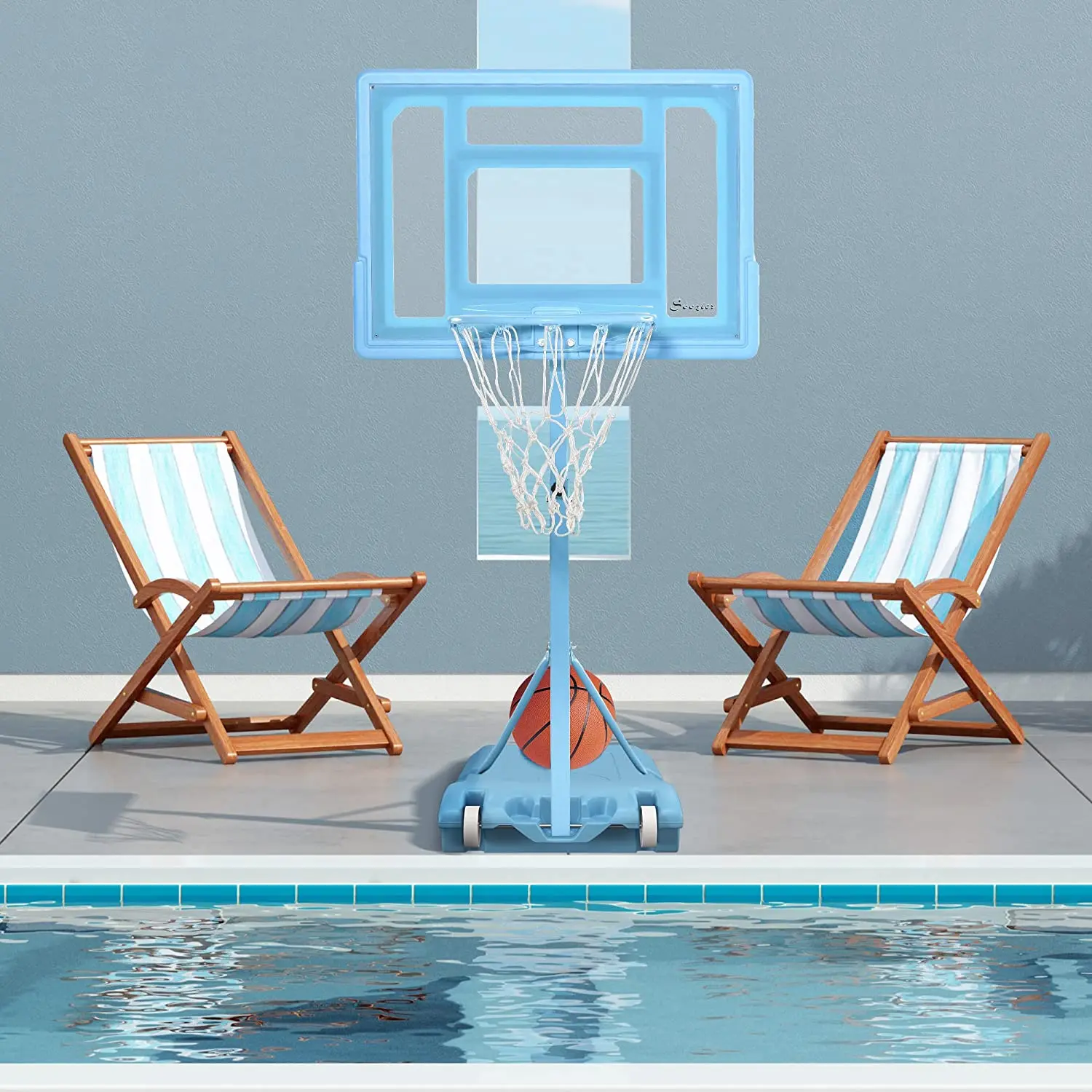 Mdunk Portable Pool Basketball Stand With 32*23inch Basketball ...