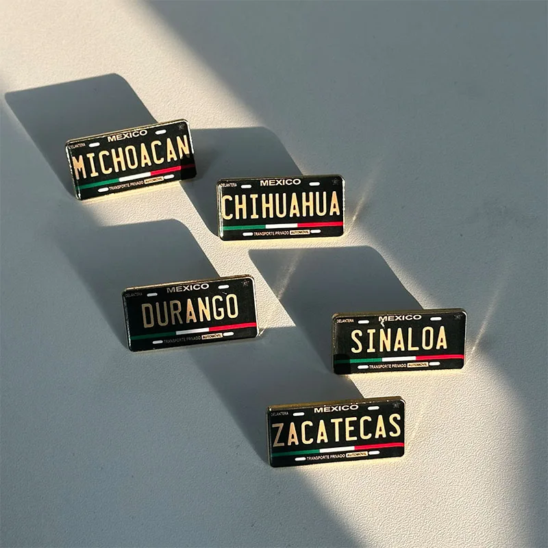 Custom Colored Car License Plates Enamel Pins for Mexico